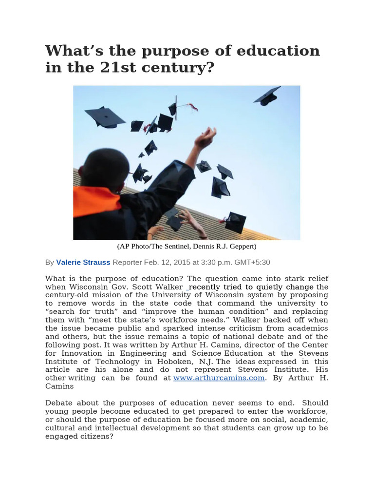 What Is The Purpose of Education | PDF | Educational Assessment | Learning