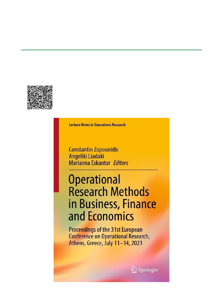 Operational Research Methods in Business, Finance and Economics ...