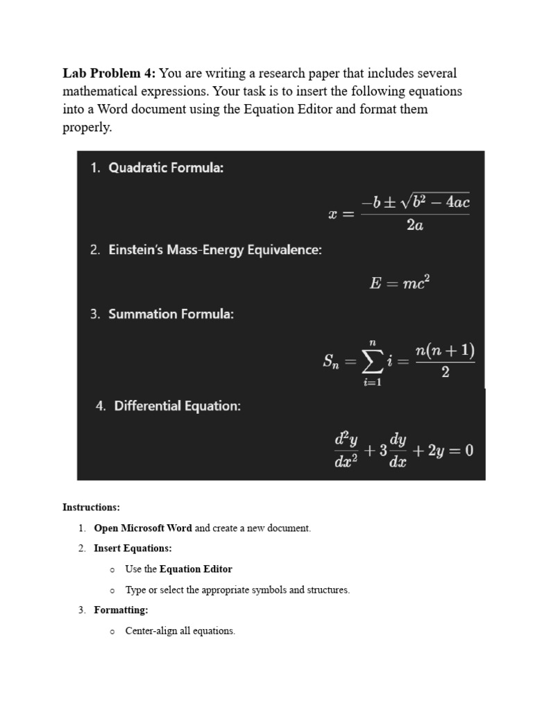 Formatting Equations and Text in Word | PDF