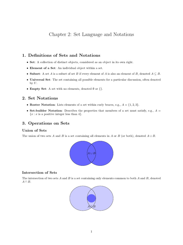 Set Language and Notations | PDF