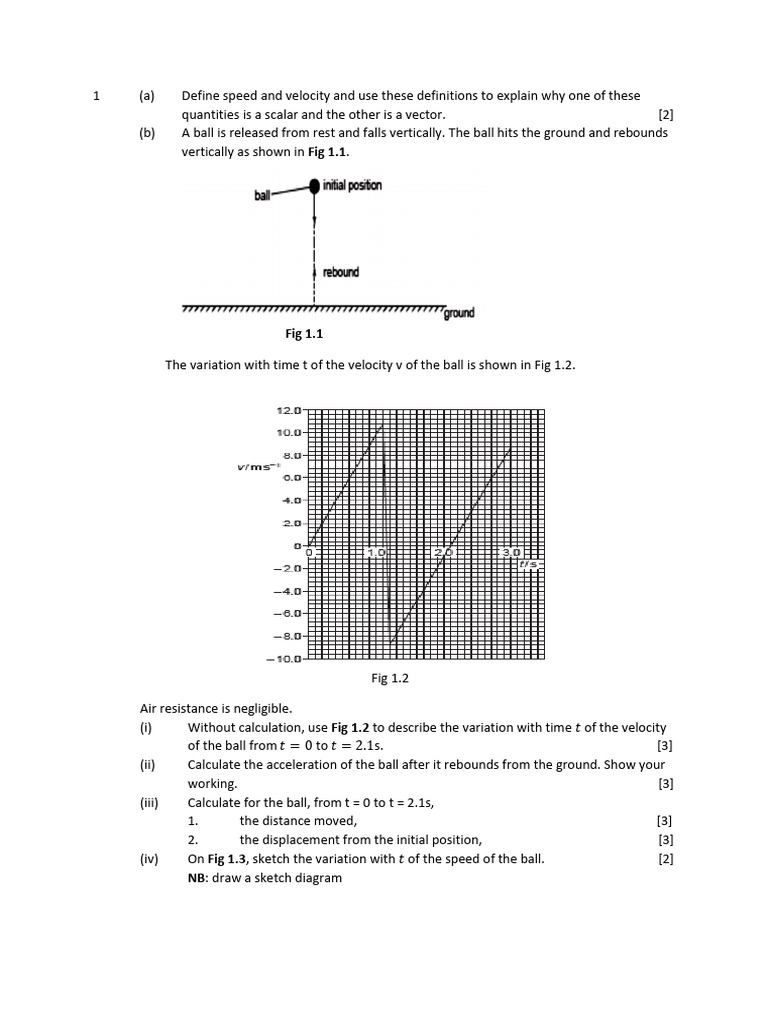 Physics Revision Questions A Level | PDF | Velocity | Acceleration