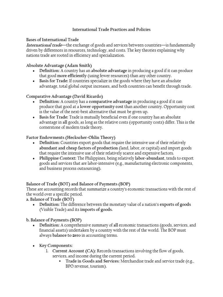 International Trade Theories and Policies | PDF | Protectionism | Non ...