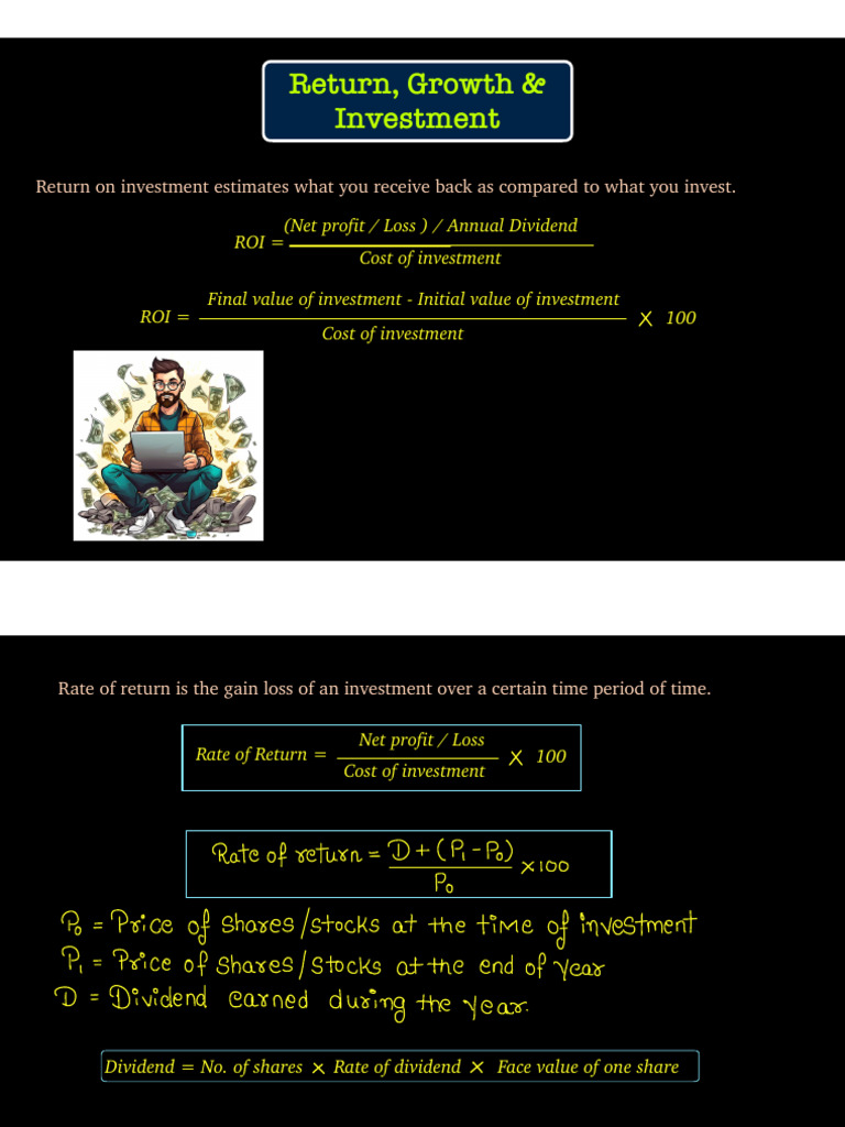 Investment Return Calculations Guide | PDF | Depreciation | Dividend
