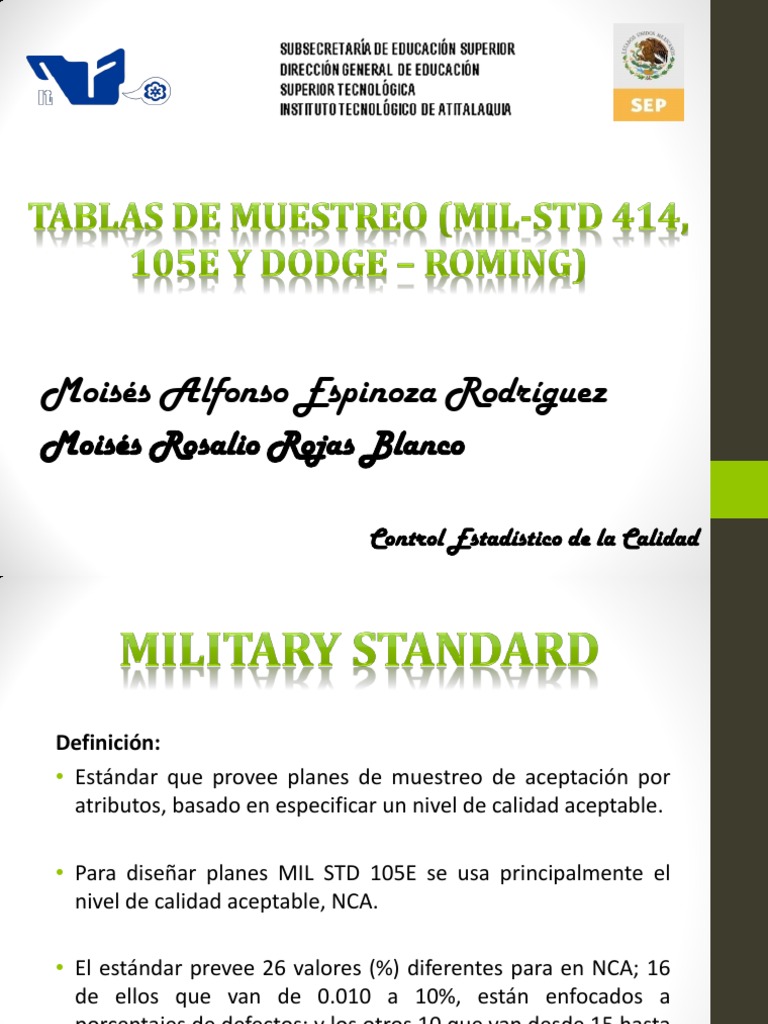 Tablas de Muestreo (Mil-Std 414, 105e | PDF | Muestreo (Estadísticas) | Science