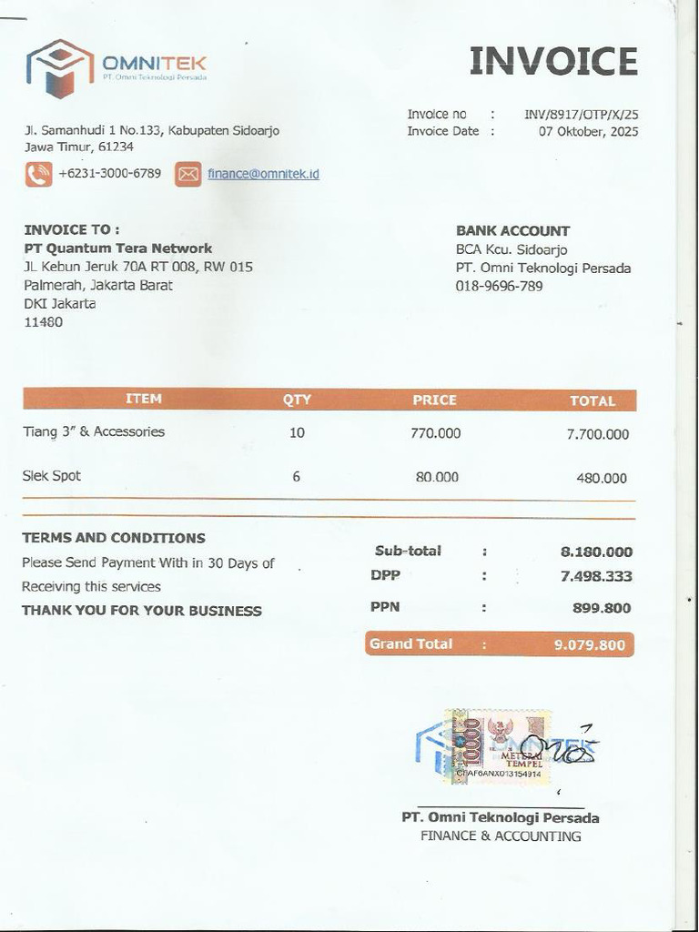 Invoice Omnitek | PDF
