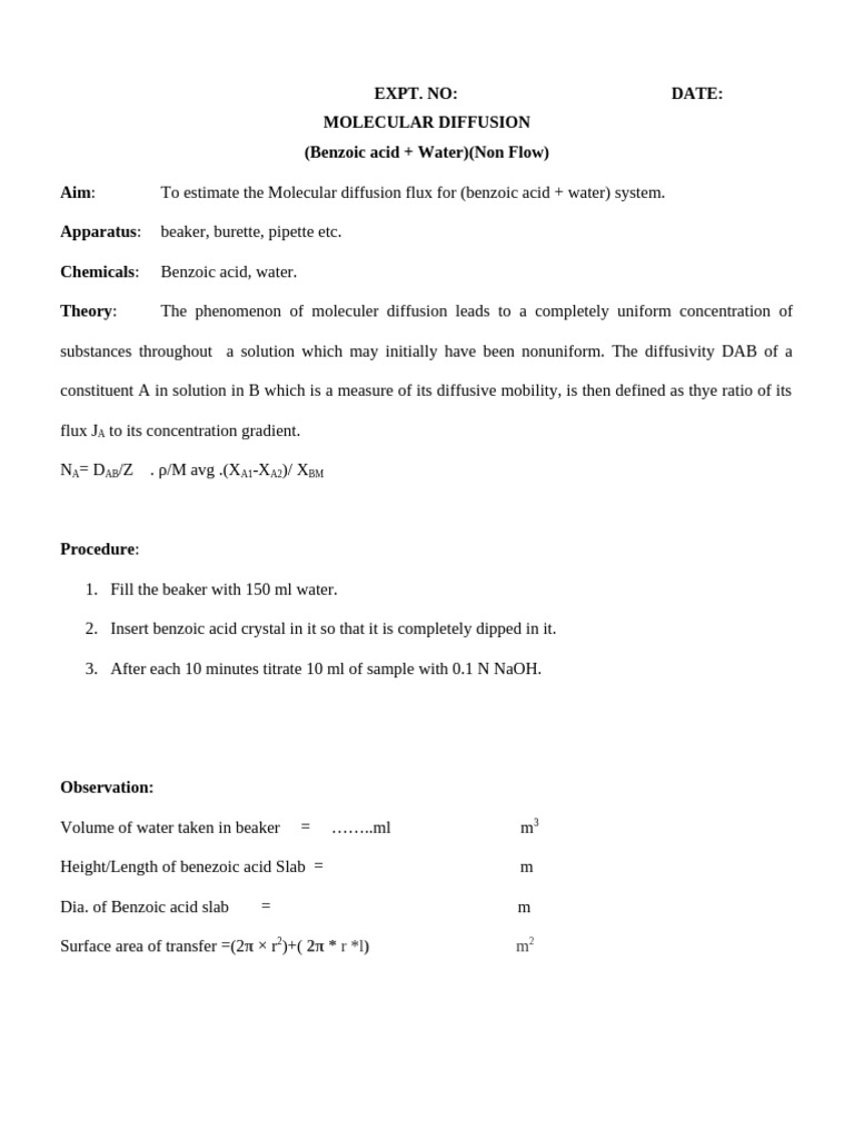 3.Molecular Diffusion- Non Flow | PDF