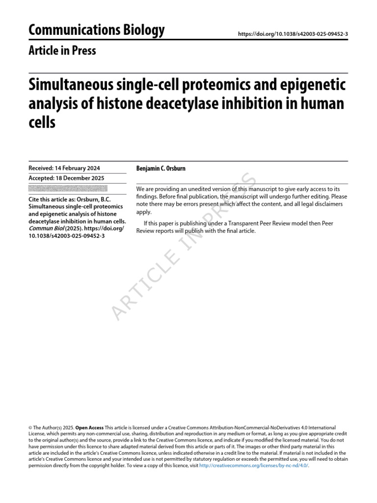 Single-Cell Proteomics & Epigenetics Study | PDF | Proteomics | Epigenetics