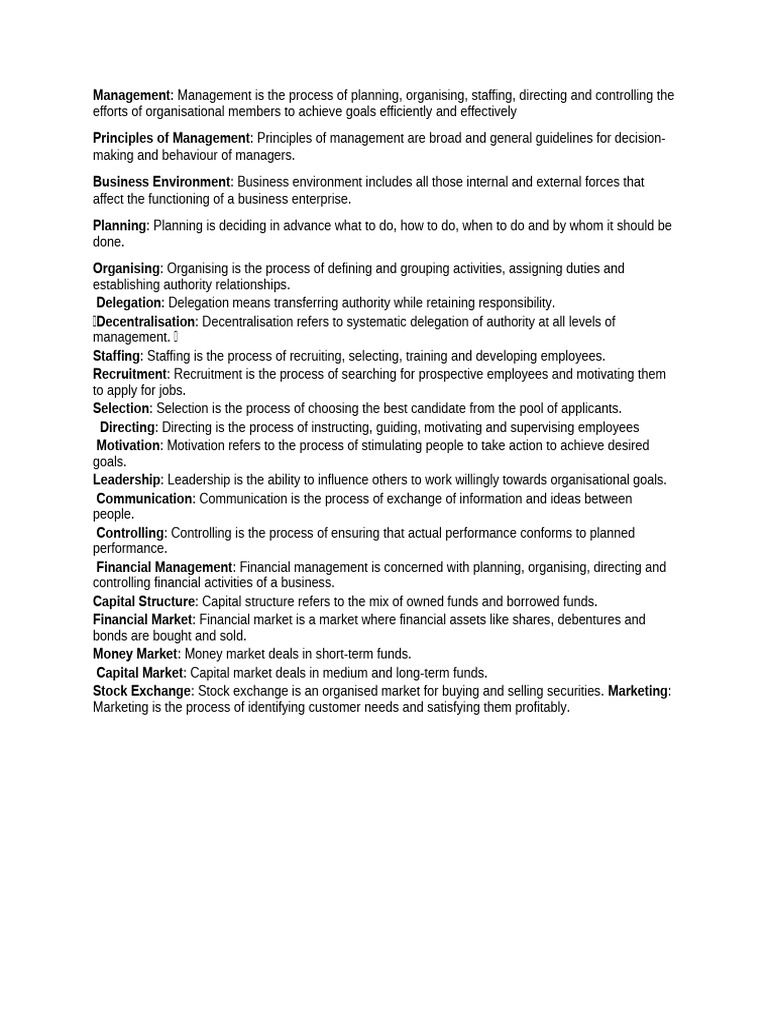 Key Concepts in Management and Finance | PDF