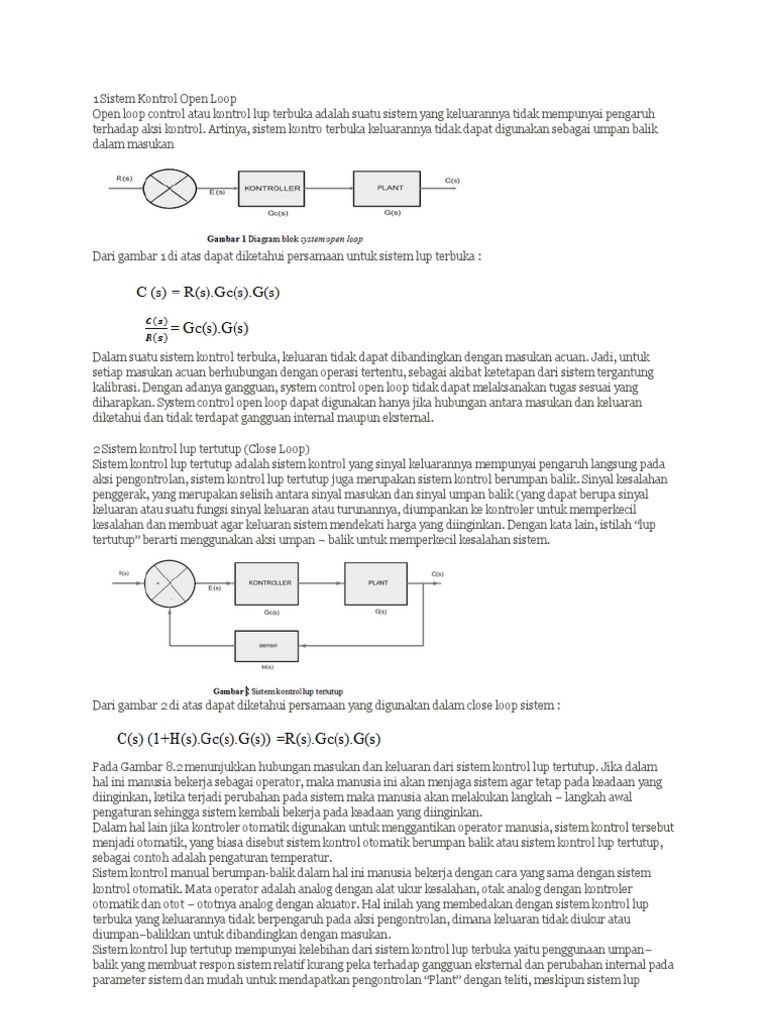 1 Sistem Kontrol Open Loop Dan Close Loop | PDF
