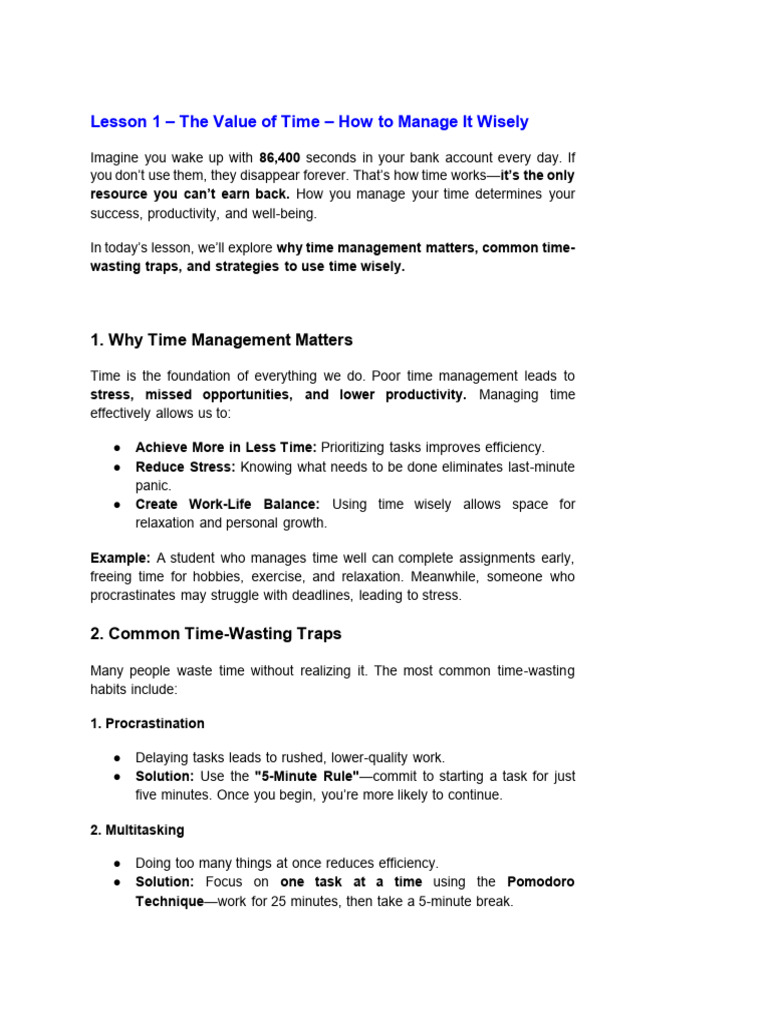 Mastering Time and Financial Management | PDF | Time Management ...