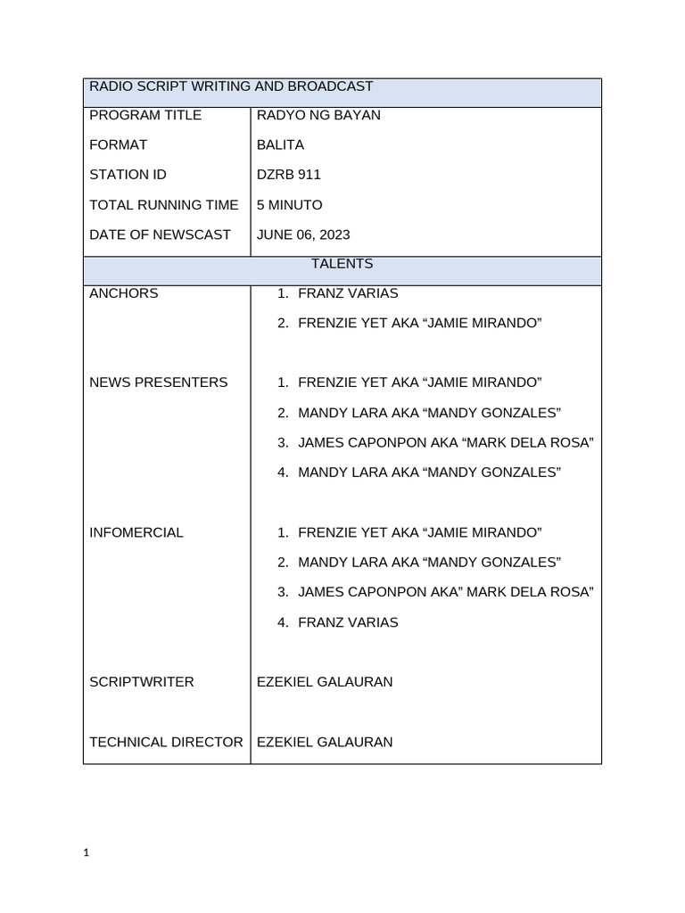 RB Script Batayan | PDF