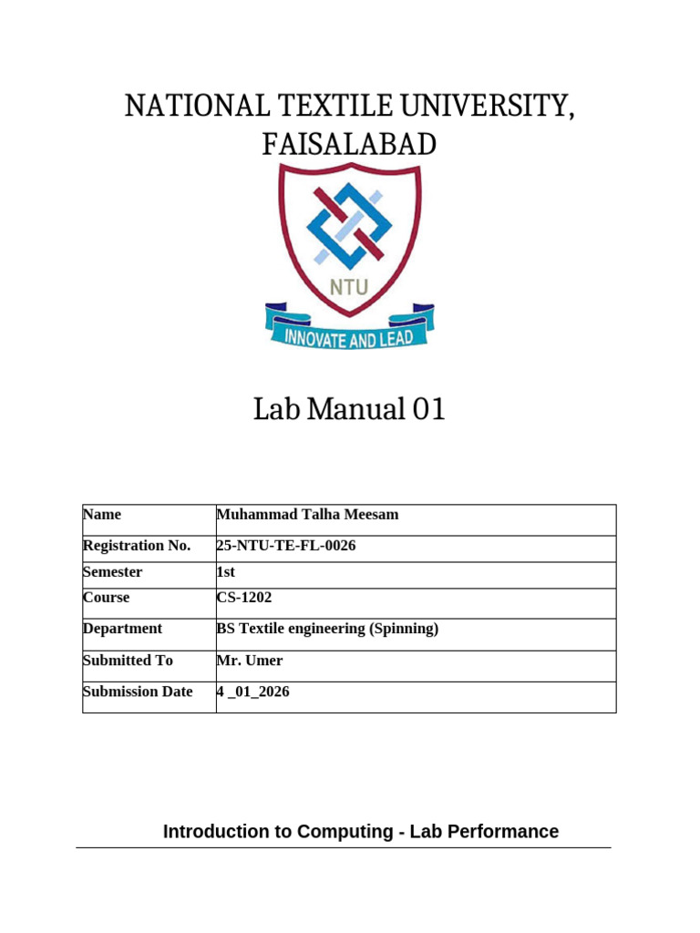Cs Lab Manual – Lab 05_ Ms Word 2016 (Tables & Columns) | PDF | Microsoft Word | Computing