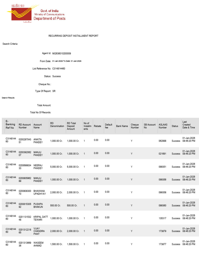 Recurring Deposit Installment Summary | PDF