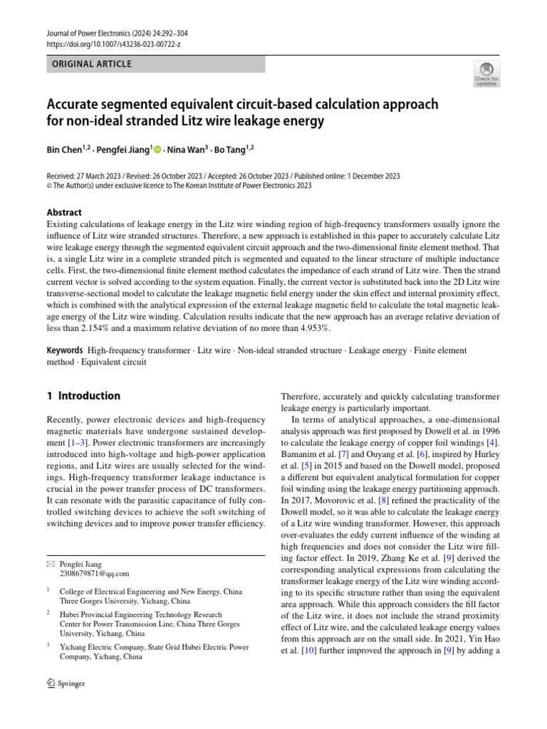 2024-litz wire segmented equivalent circuit‑based calculation | PDF ...