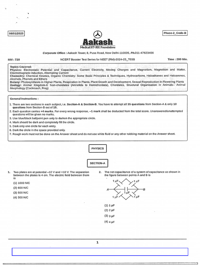NBTS-03 Question paper for neet | PDF