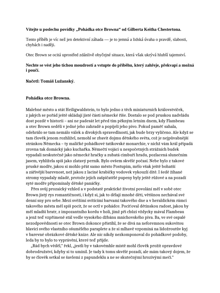 Gilbert Keith Chesterton - Pohádka Otce Browna | PDF