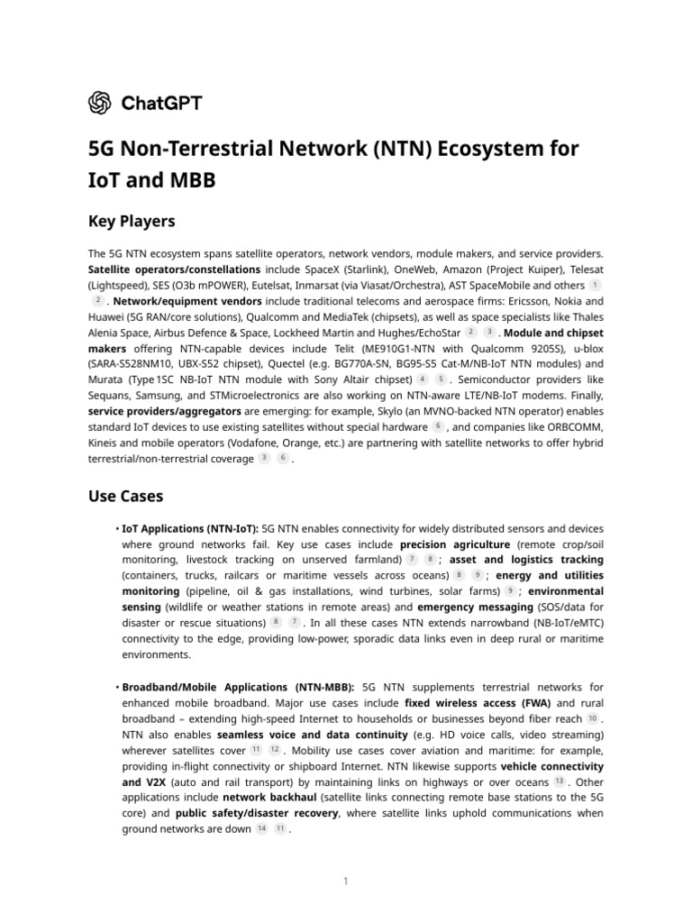 5G Non-Terrestrial Network (NTN) Ecosystem for IoT and MBB | PDF ...