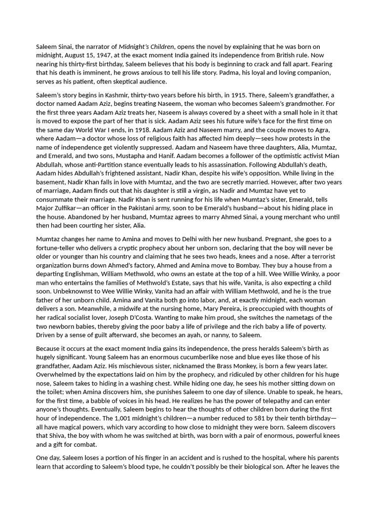midnight children riassunto | PDF