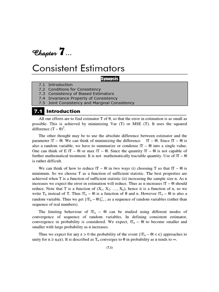 Consistent Estimators in Statistics | PDF | Estimator | Bias Of An ...