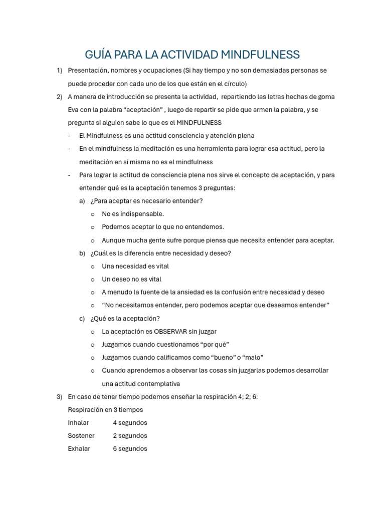 Guia para Actividad Mindfulness | PDF | Atención plena