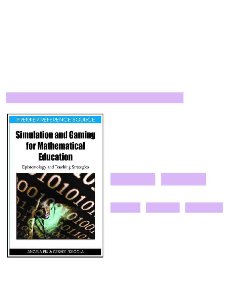 Simulation and Gaming for Mathematical Education Epistemology and Teaching Strategies 1st ...
