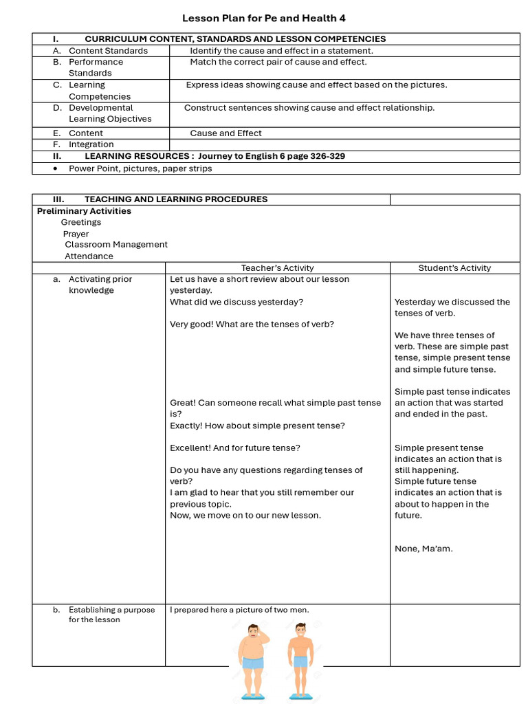 PE and Health Lesson Plan: Cause and Effect | PDF | Mental Health ...