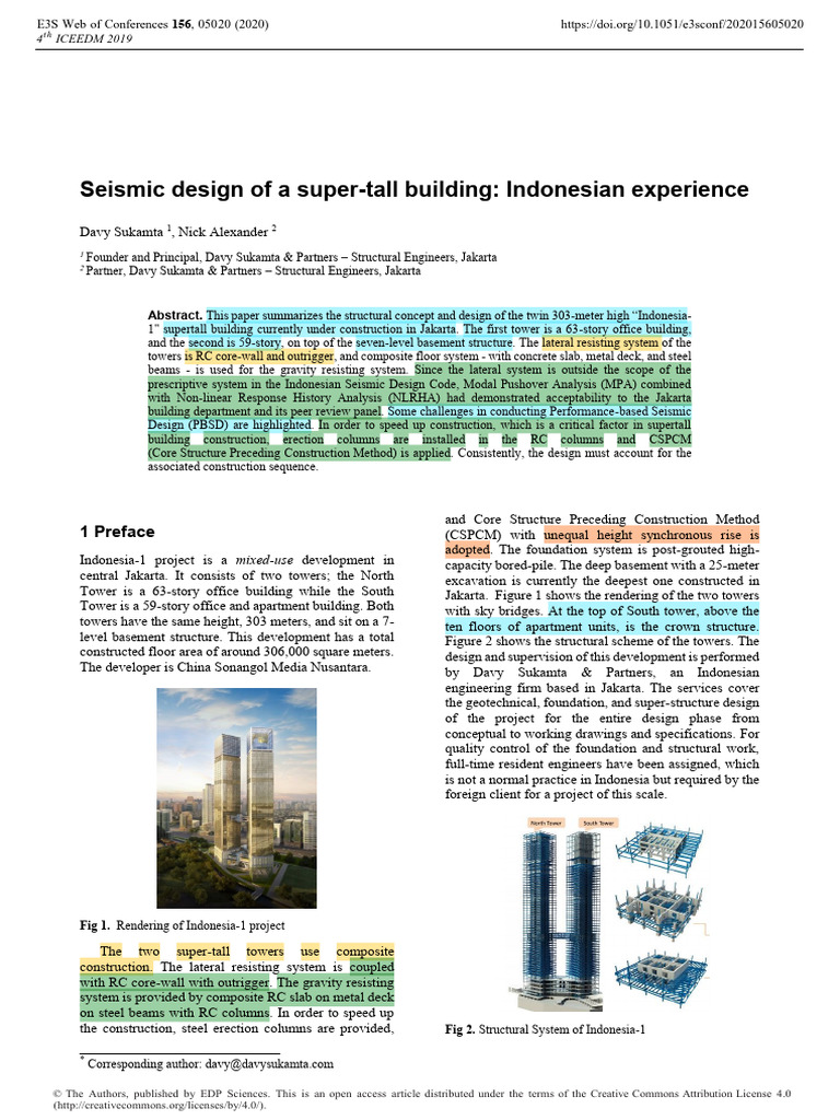 Seismic Design of Indonesia-1 Towers | PDF | Beam (Structure ...