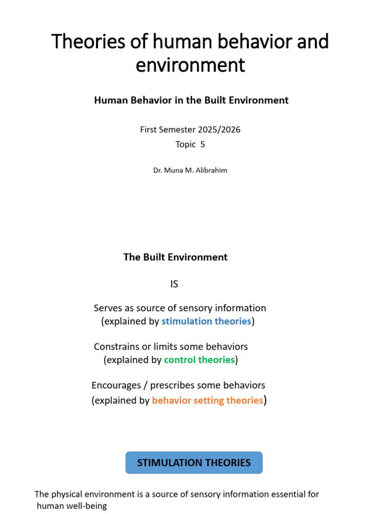 Topic 5-Theories of Human Behavior and Environment | PDF | Behavior ...