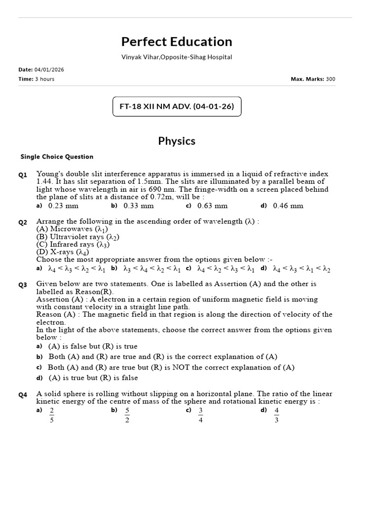 Physics Exam Questions for Class XII | PDF | Coordination Complex ...