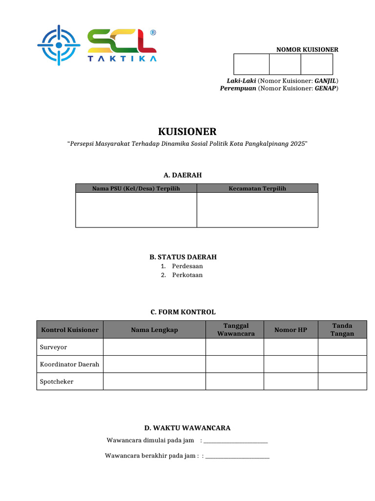 Final Kuisioner Psu_agust 2025 - Nomor Menyesuaikan | PDF