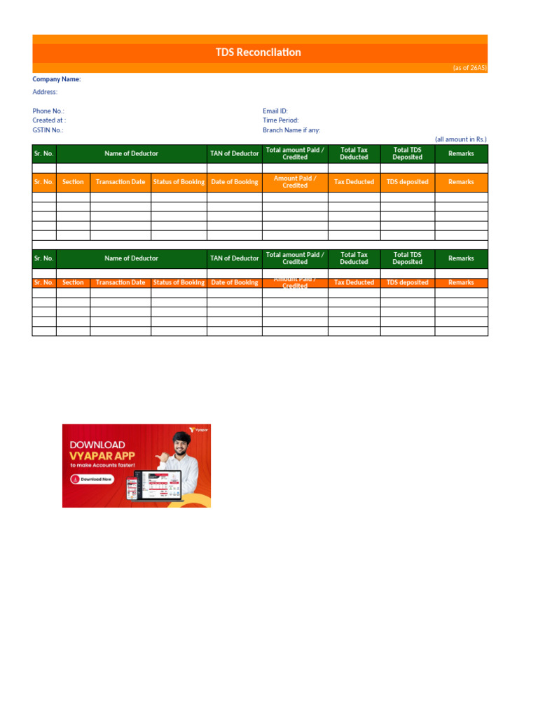 TDS Reconcilation Format 07 | PDF
