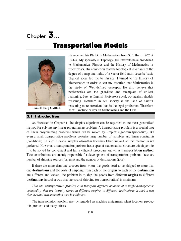 CH 3 Transportation Models | PDF | Linear Programming | Mathematics