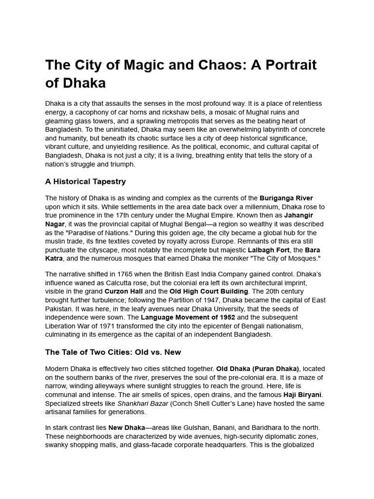 The City of Magic and Chaos - A Portrait of Dhaka | PDF | Dhaka | World ...