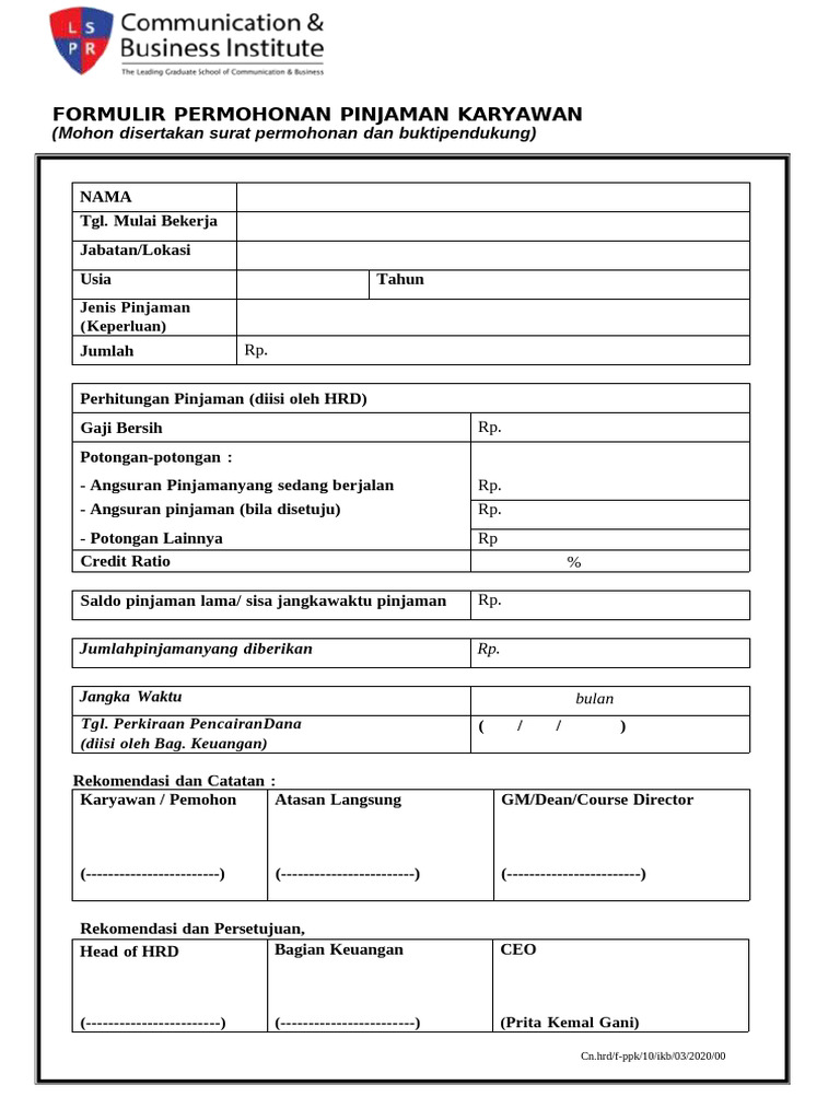 IKB Form Pinjaman Karyawan | PDF