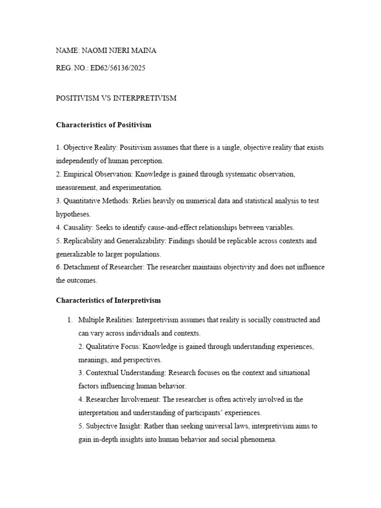 Positivism vs Interpretivism Explained | PDF