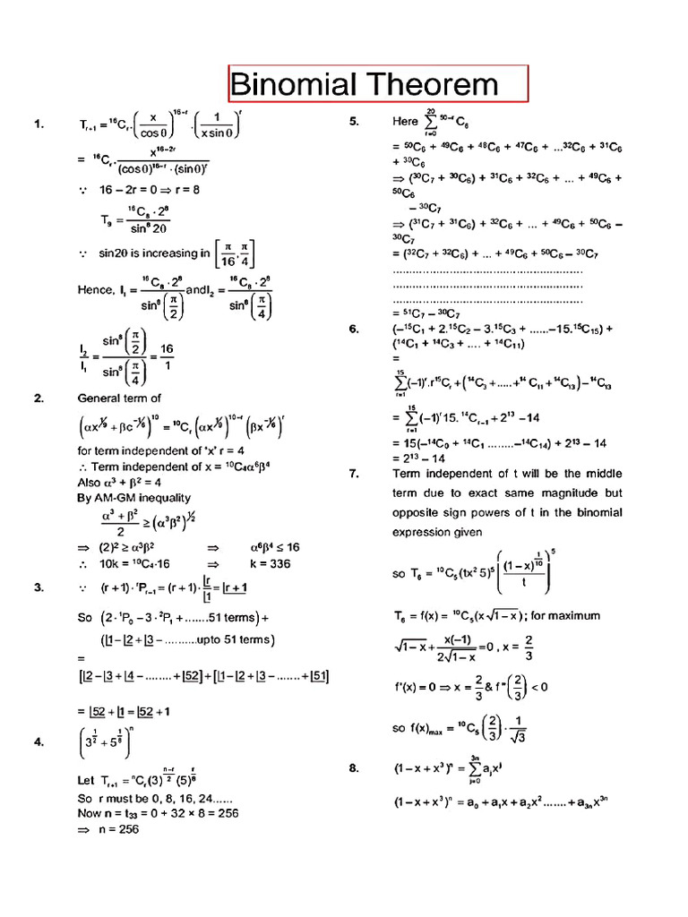 Binomial Theorem | PDF