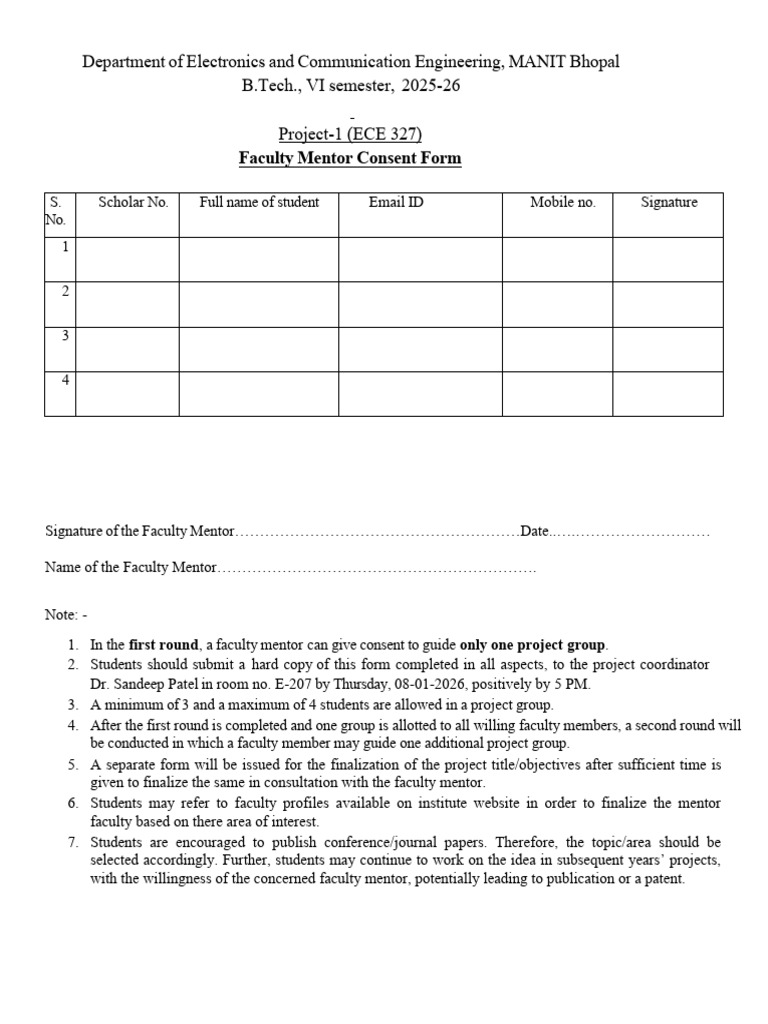 Faculty Consent Form Project 1 | PDF