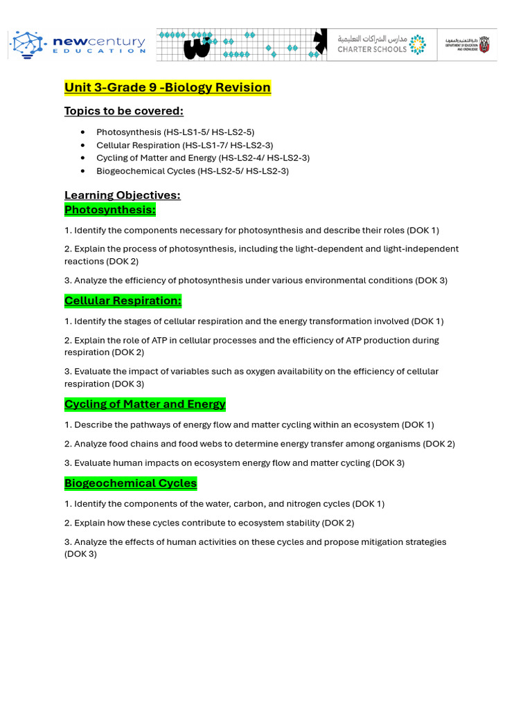 Grade 9 Biology Revision Guide | PDF | Ecosystem | Food Web