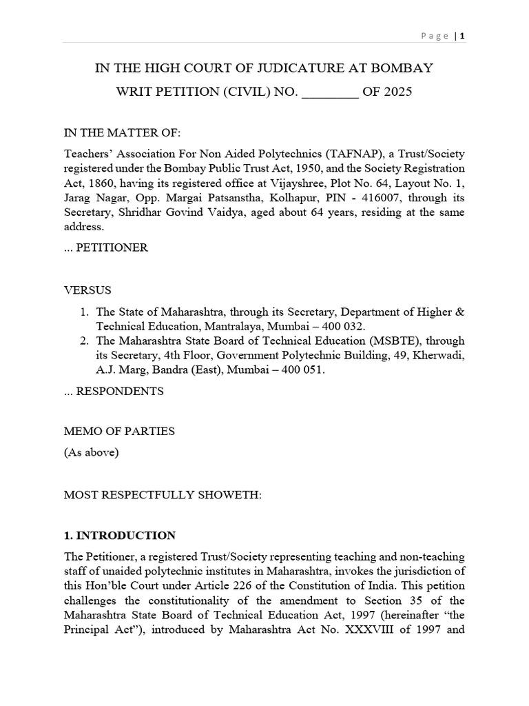 Revised Draft by Dr Dv Shirbhate for Msbte Act Section 35 | PDF ...