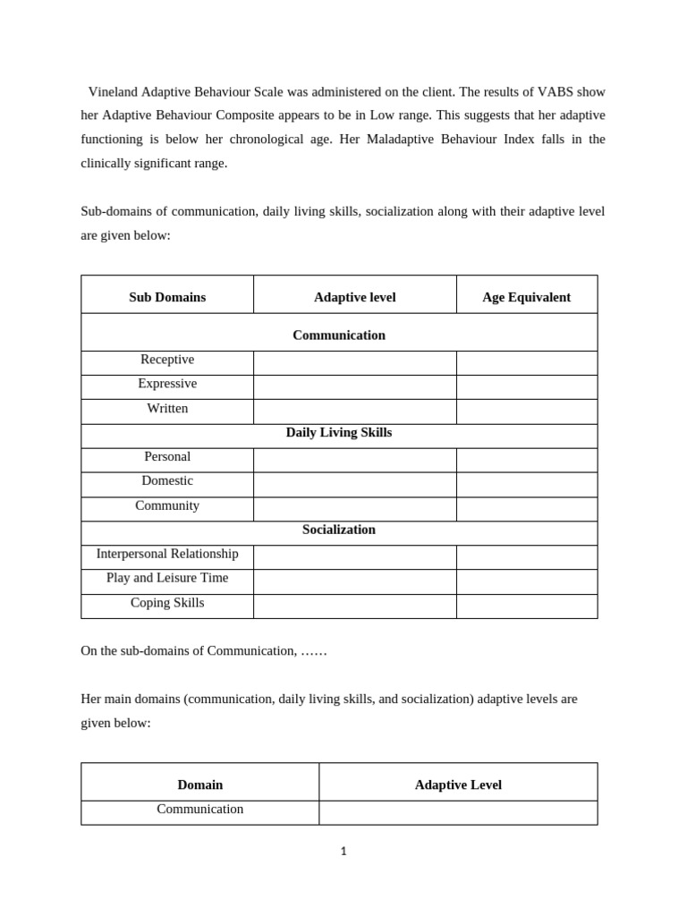 Vabs Report Template | PDF
