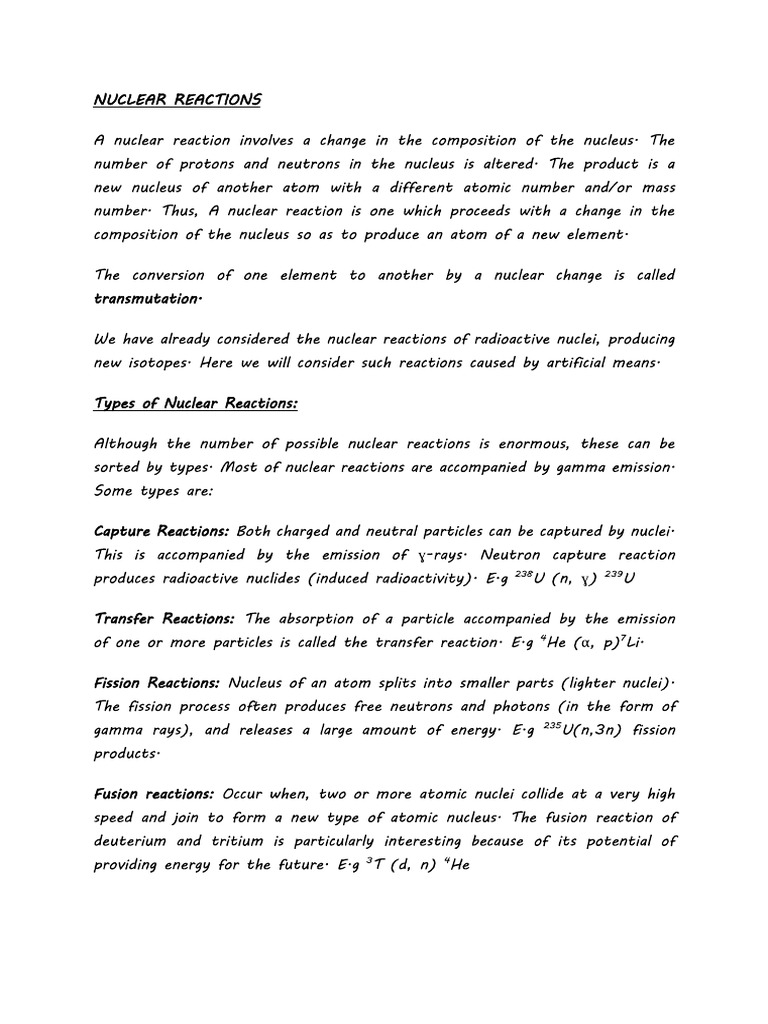 Nuclear Reactions | PDF