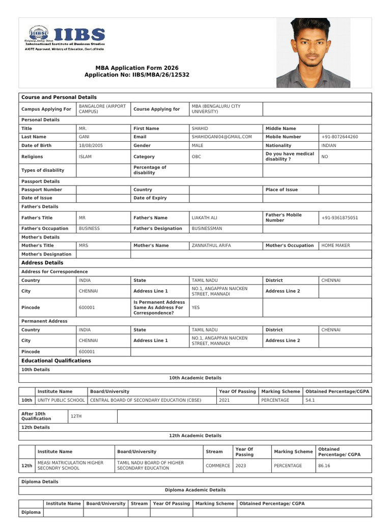 MBA Application Form 2026 - Shahid Gani | PDF | Qualifications ...