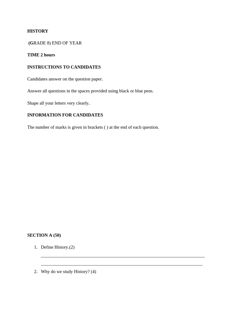 Grade 8 History - Term 3 | PDF | Teachers | Learning