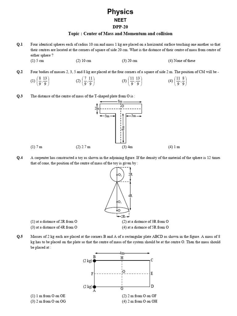 Center of Mass & Momentum Problems | PDF | Mass | Shell (Projectile)