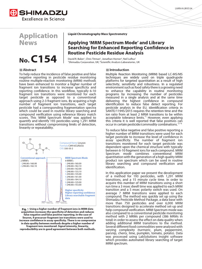 Shimadzu - 04 C154 Applying MRM Spectrum Mode and Library Searching For ...