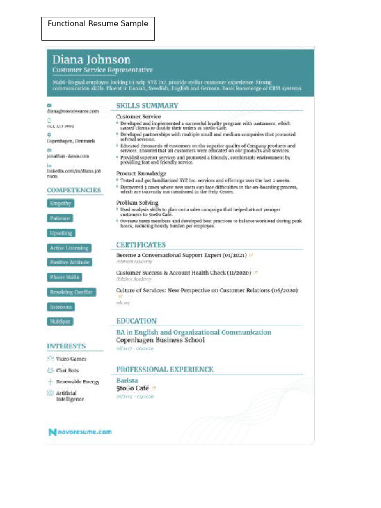 Sample for Types of Resume | PDF
