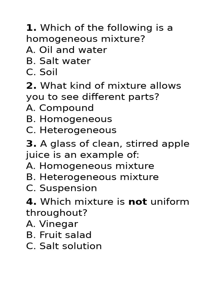 Types of Mixtures: Homogeneous vs. Heterogeneous | PDF