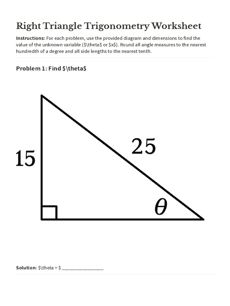 Right Triangle Trigonometry Worksheet2 | PDF
