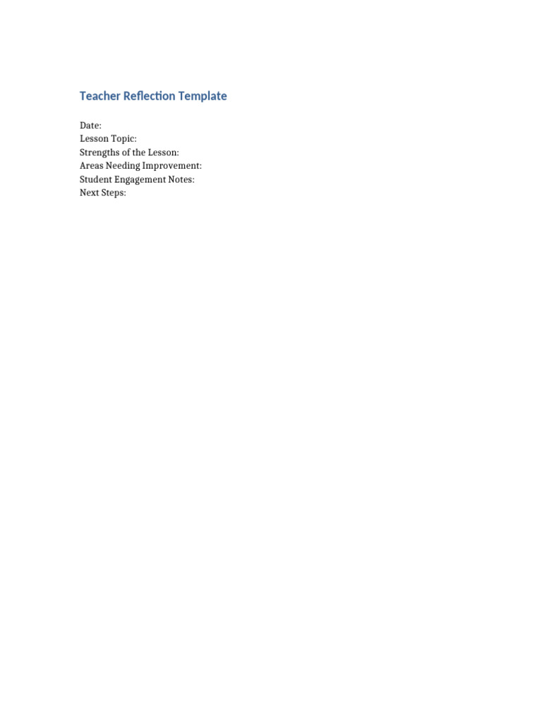 Teacher Reflection Template | PDF