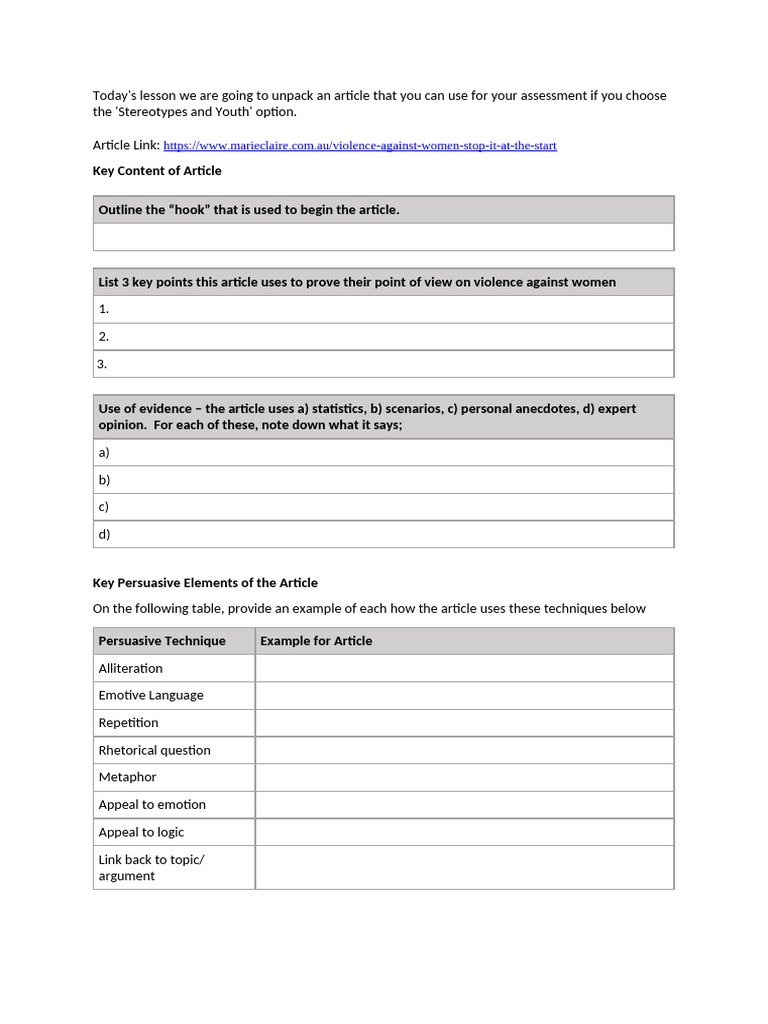 Marie Claire Active Reading Worksheet-1 | PDF